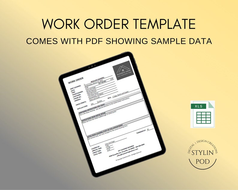 Work Order Template, Cleaning Business, Residential Cleaning, Business ...