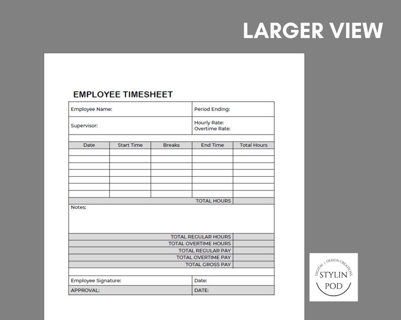 Employee Timesheet – A Time Card and Printable Timesheet to Track Employee Time and Pay ...
