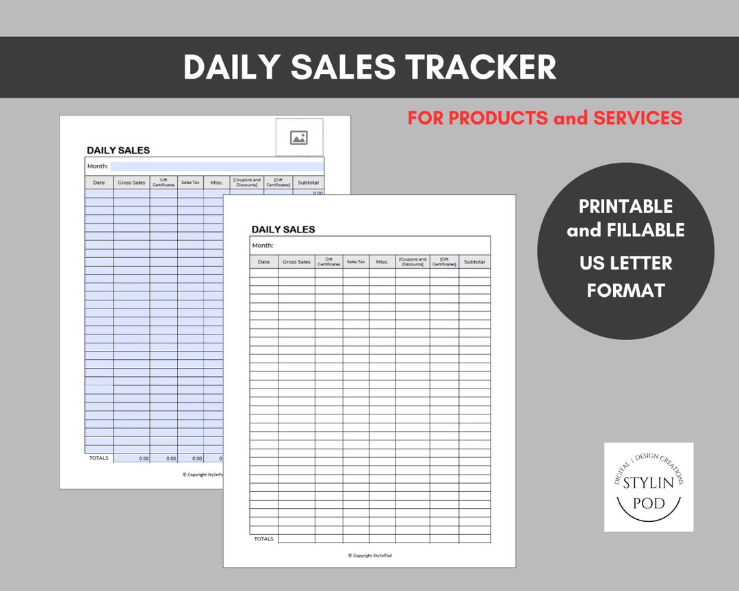 Sales Tracker to Feed Profit and Loss Statement. Includes Printable ...