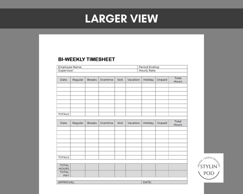 Bi-weekly Timesheet Template – an Employee Timesheet to Track Employee ...