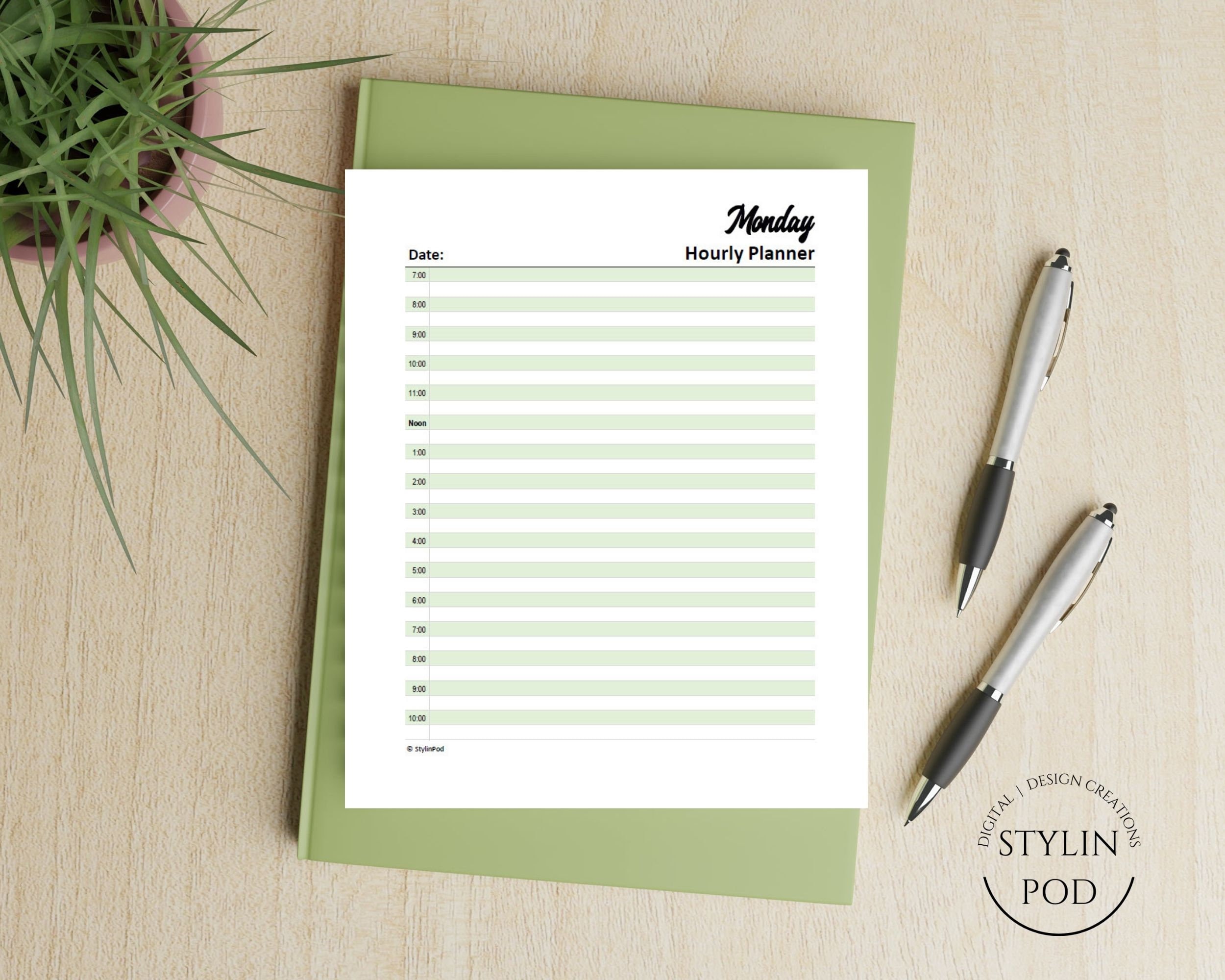 Hourly Planner Printable and Fillable Form in a Simple - Etsy