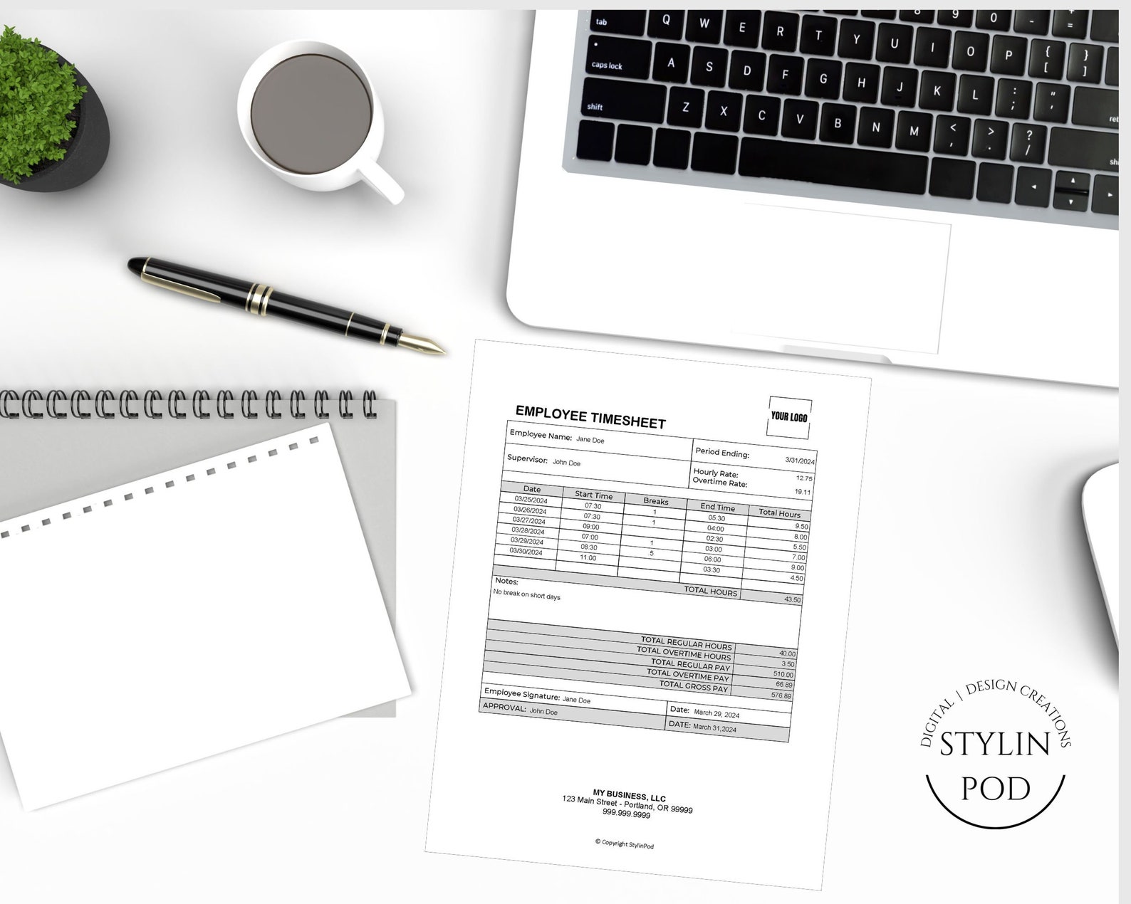 Employee Timesheet A Time Card and Printable Timesheet to Track ...