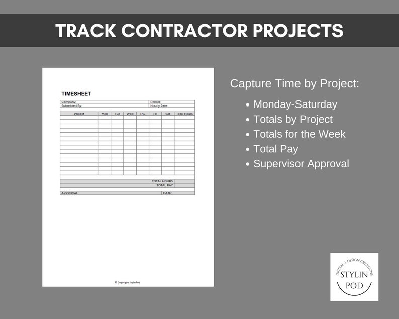 Contractor Timesheet A Timesheet Template & Project Tracker for ...