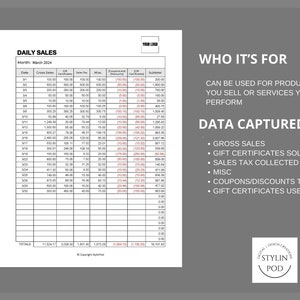 Sales Tracker to Feed Profit and Loss Statement. Includes Printable ...