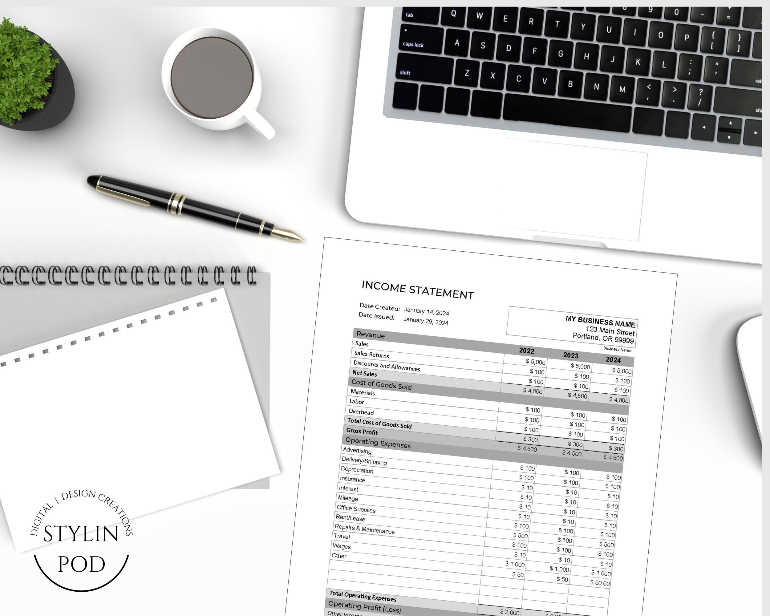 Income Statement / Profit and Loss Statement. Includes Printable ...