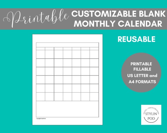 Customizable Printable Calendar