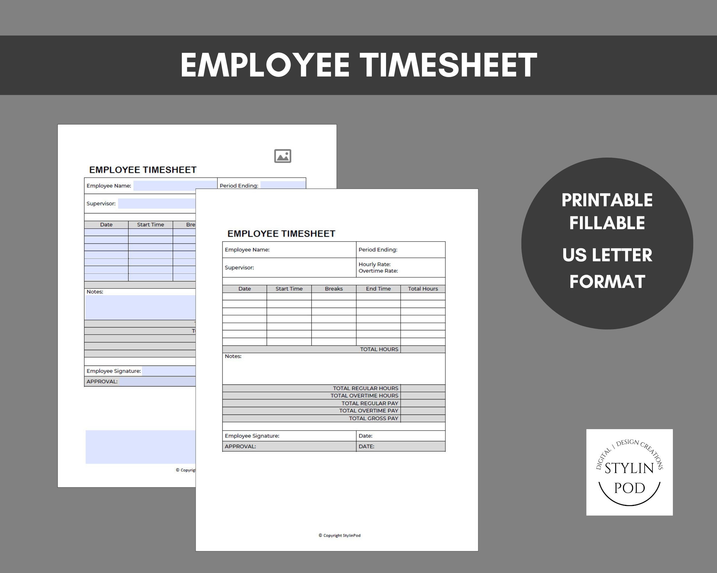 Employee Timesheet – A Time Card and Printable Timesheet to Track ...