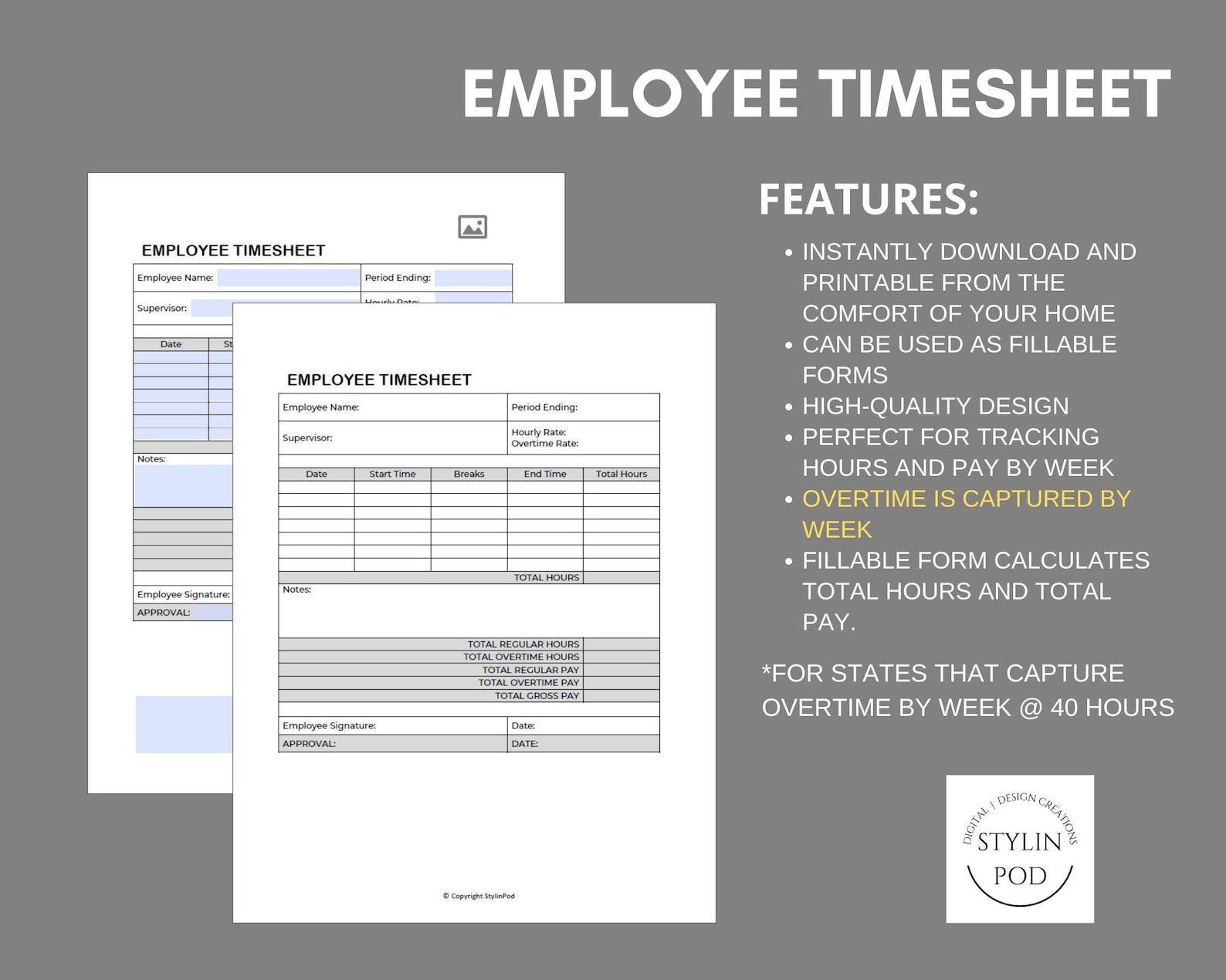 Employee Timesheet A Time Card and Printable Timesheet to Track ...