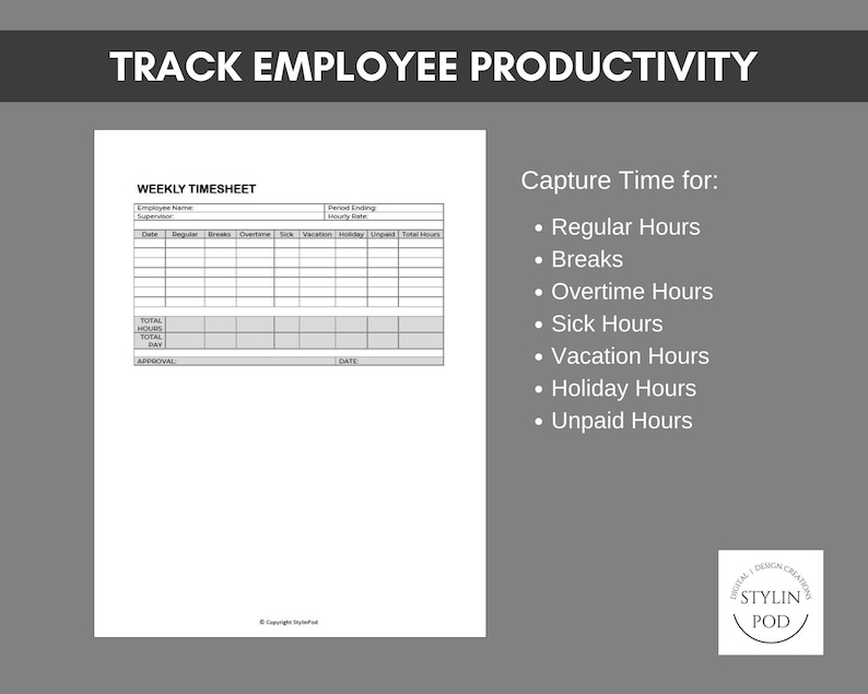 Weekly Timesheet Template – an Employee Timesheet to Track Employee ...