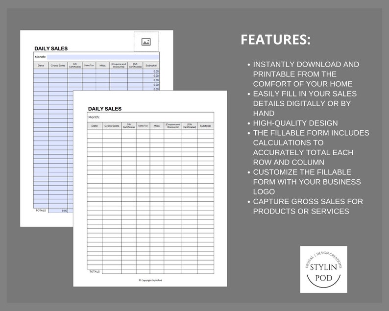 Sales Tracker to Feed Profit and Loss Statement. Includes Printable ...