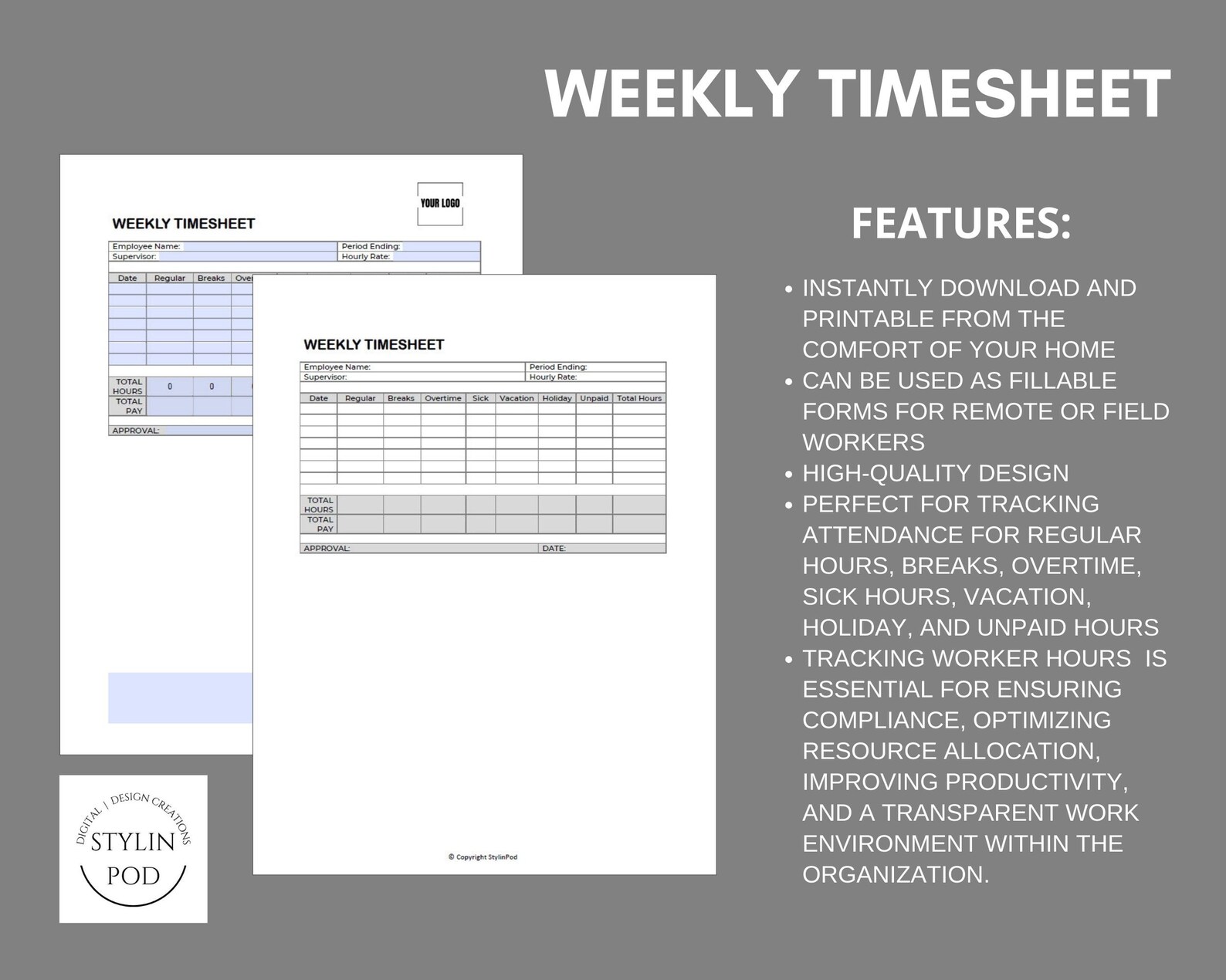 Weekly Timesheet Template – an Employee Timesheet to Track Employee ...