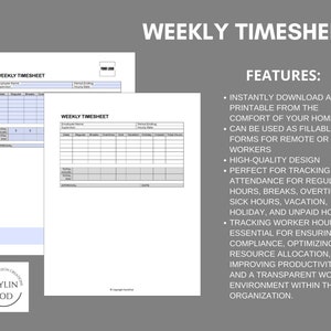Weekly Timesheet Template – an Employee Timesheet to Track Employee ...