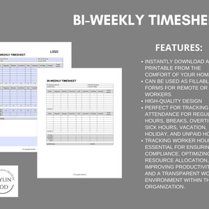 Bi-weekly Timesheet Template – an Employee Timesheet to Track Employee ...