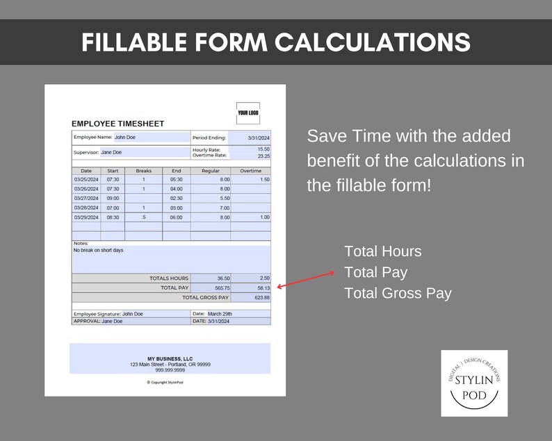 Employee Timesheet – A Shift Schedule & Printable Timesheet to Track ...