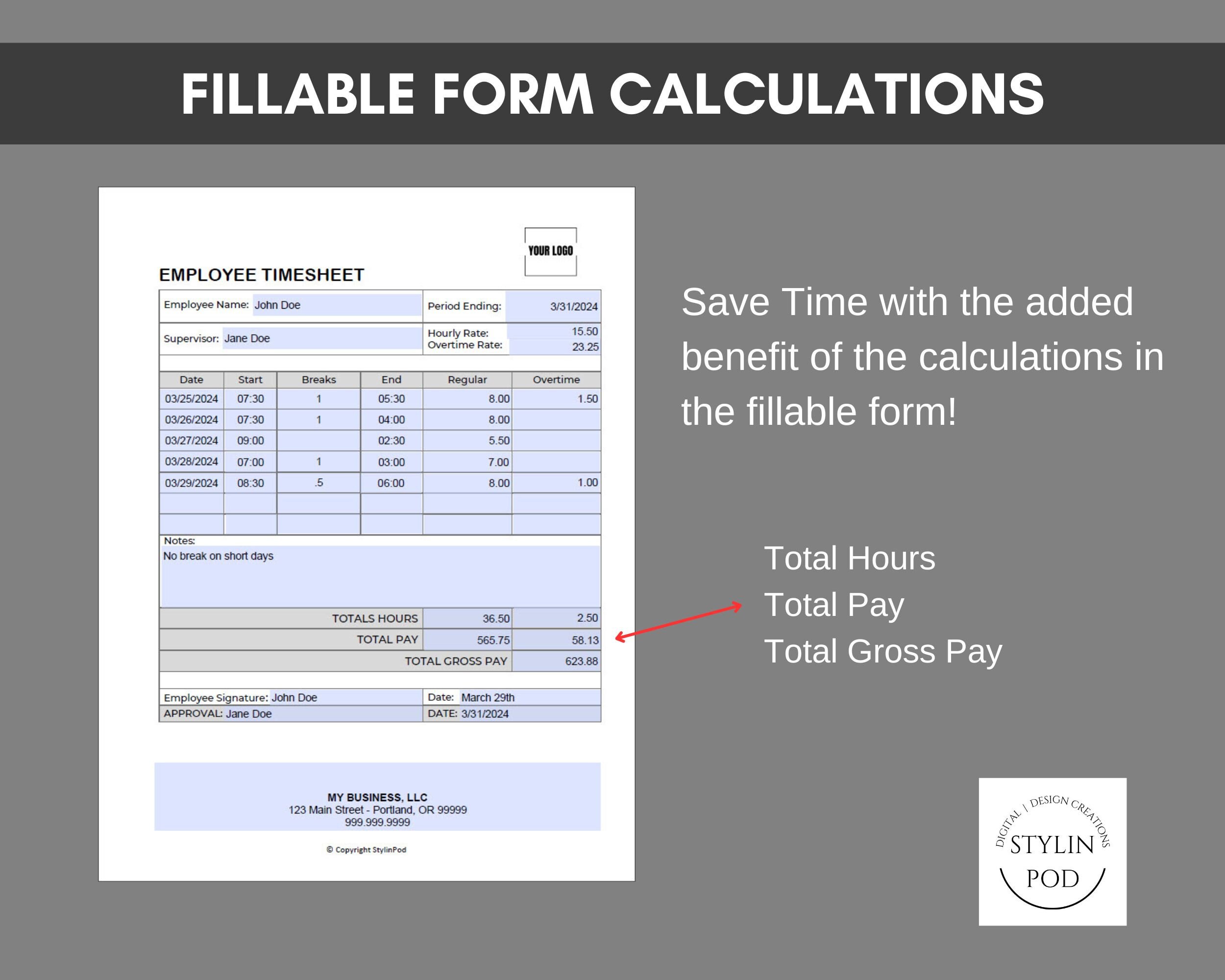 Employee Timesheet – A Shift Schedule & Printable Timesheet to Track ...