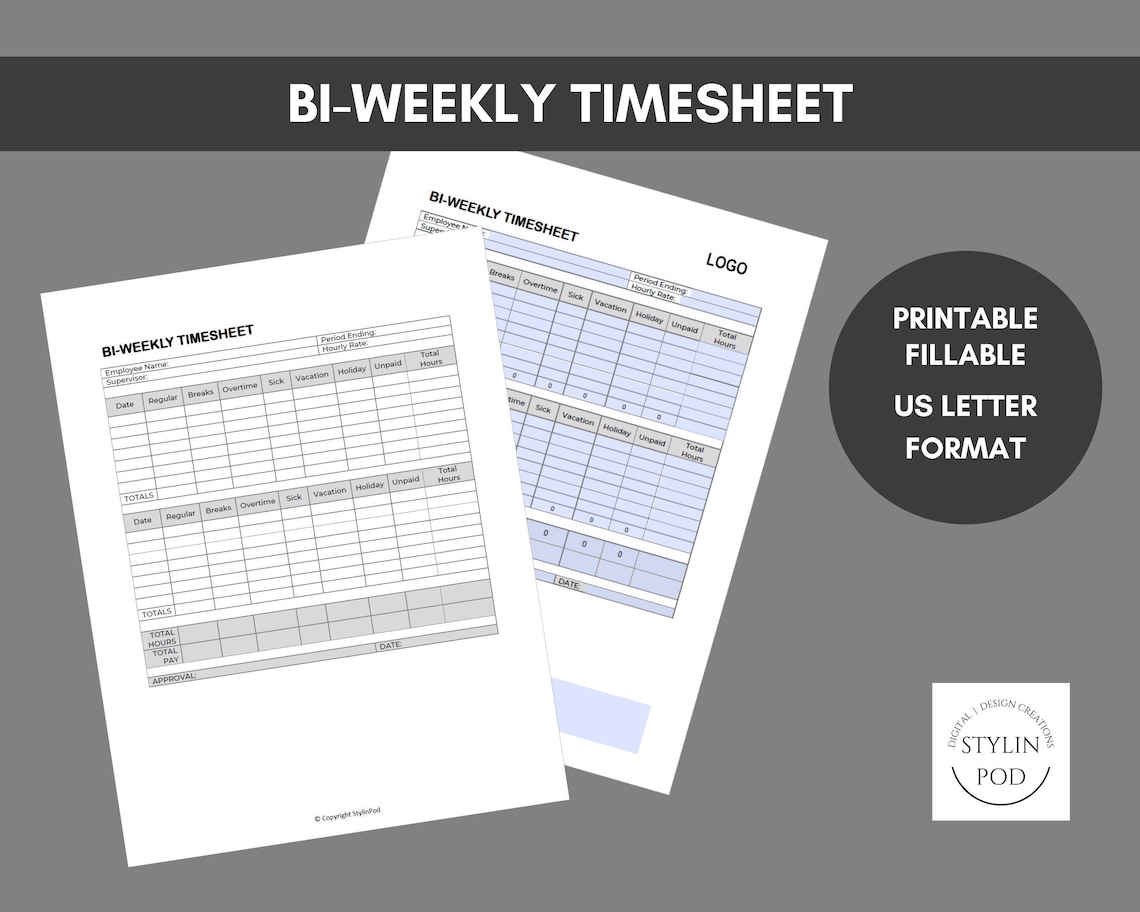 Bi-weekly Timesheet Template – an Employee Timesheet to Track Employee ...