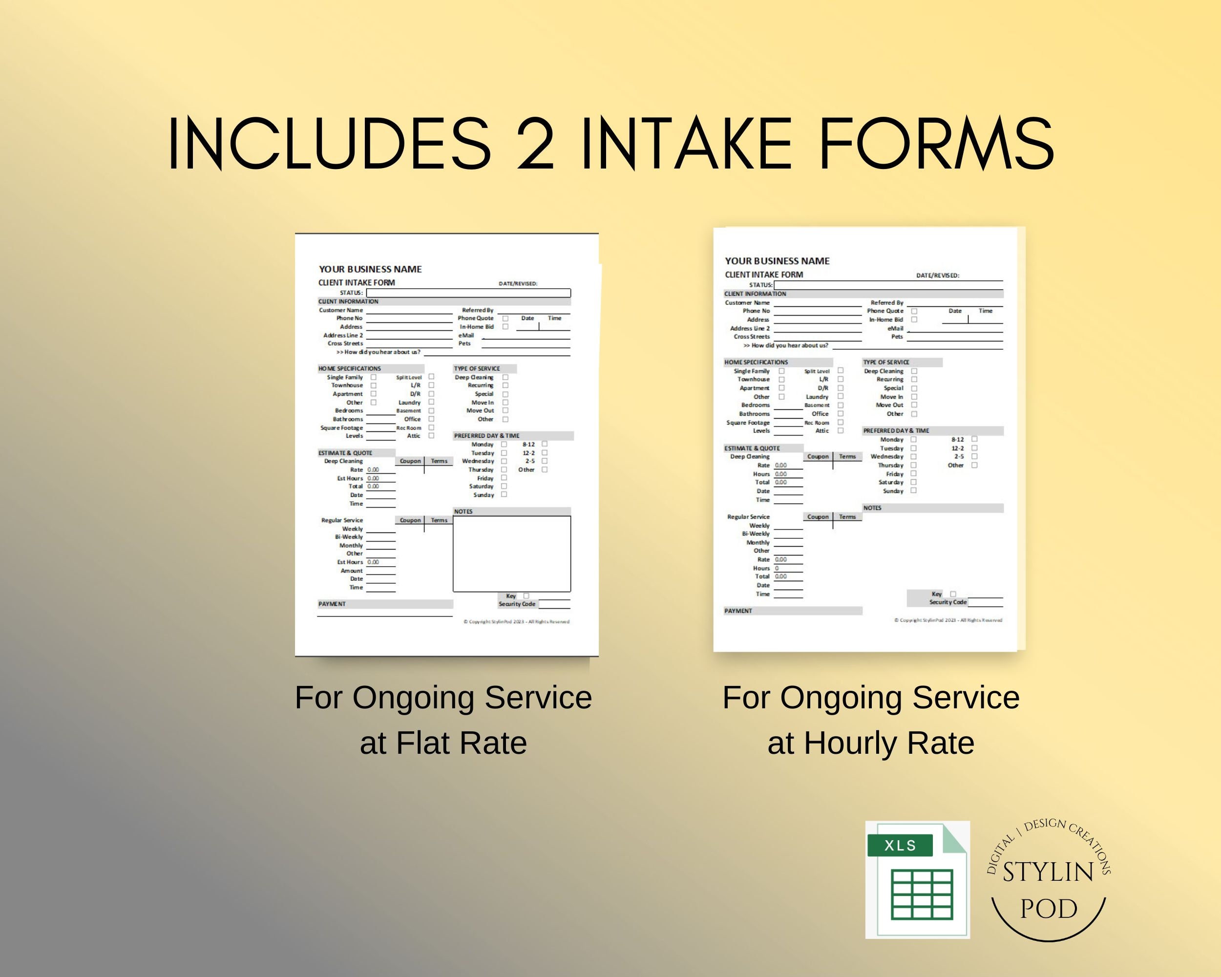 New Client Intake Form, Residential Cleaning Services, Client Intake ...