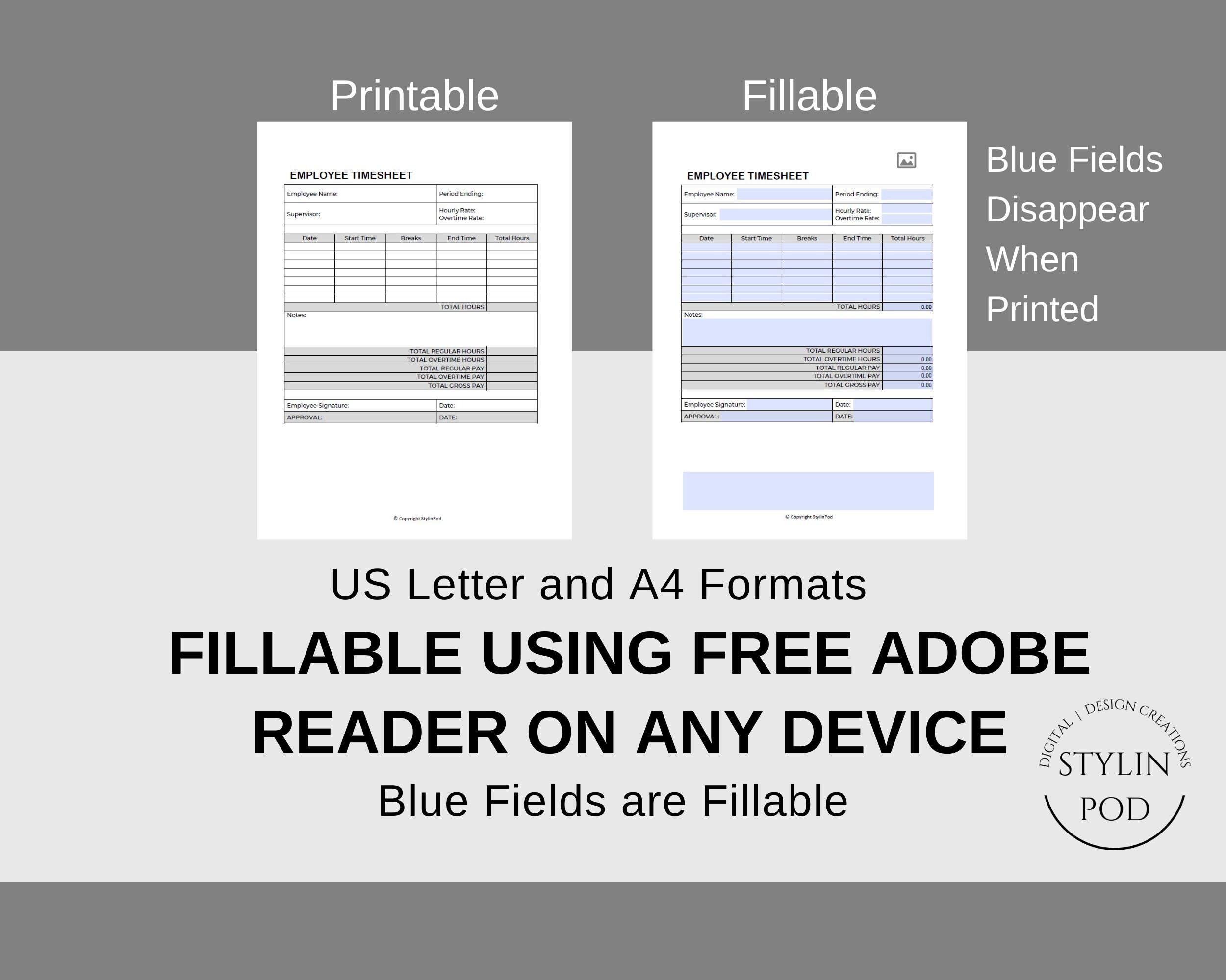 Employee Timesheet A Time Card and Printable Timesheet to Track ...