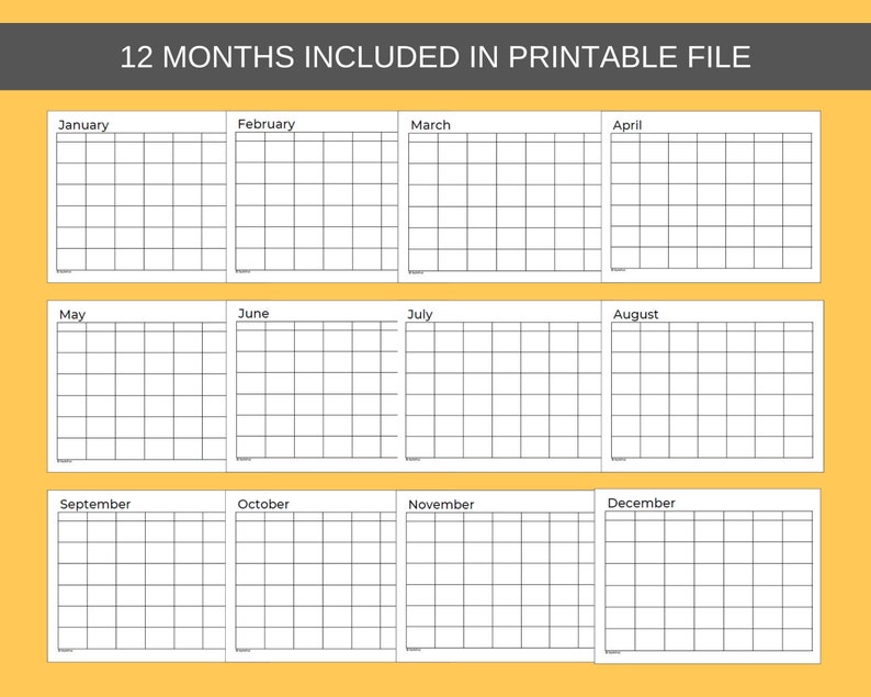 Blank Yearly Calendar Printable – Fill Manually or as a Fillable ...