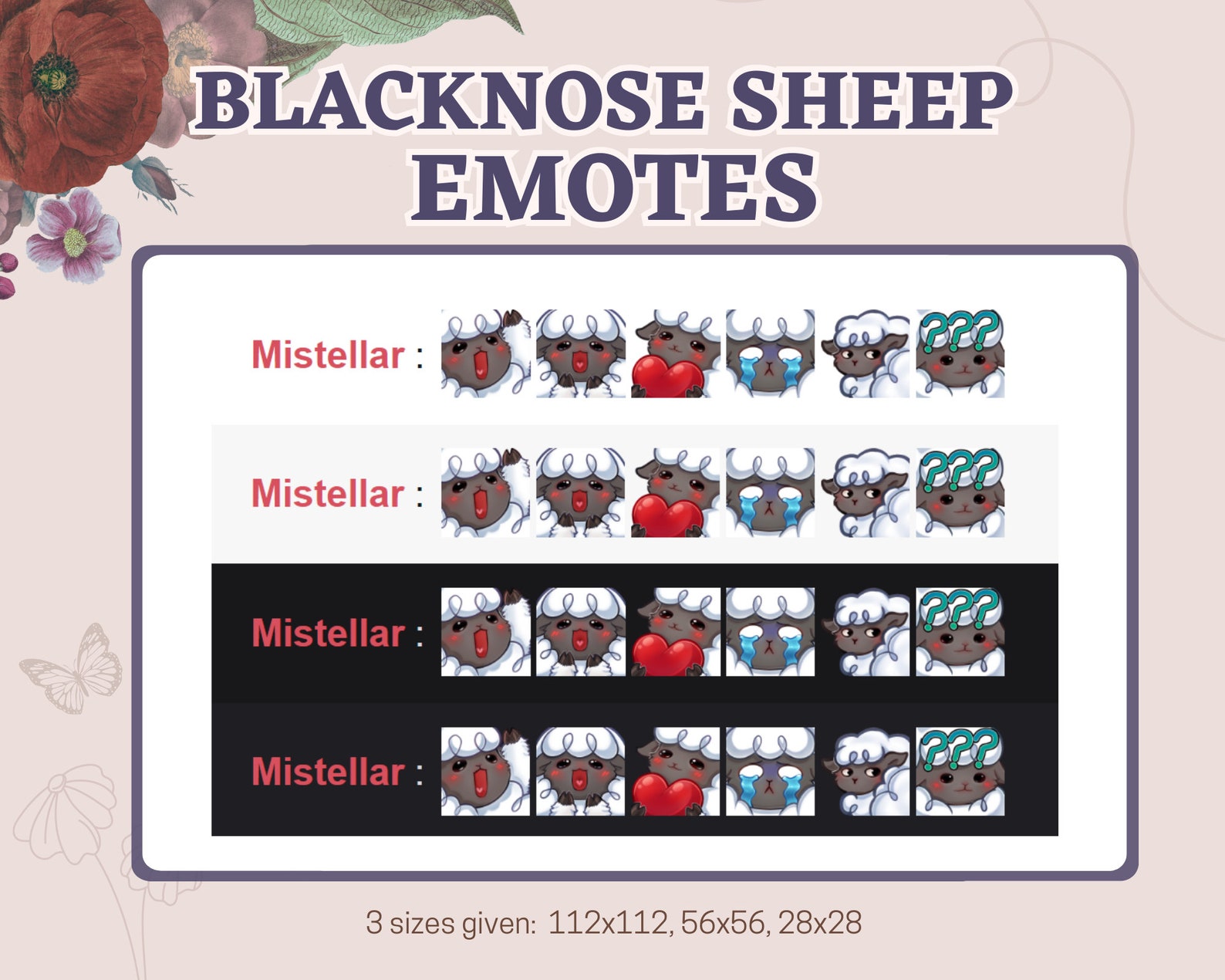 Blacknose Sheep Emotes Twitch / Discord / Youtube Cute - Etsy