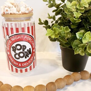 Popcorn Bucket Libby Can Glass, Family Movie Night Cup, Movie Night ...
