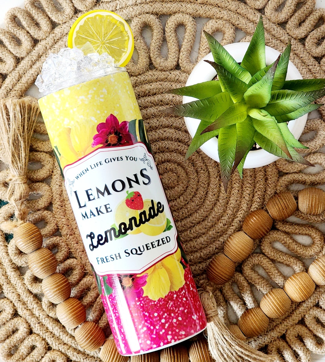 Lemonade Tumbler and Personalized Gift Bag, When Life Gives You Lemons ...