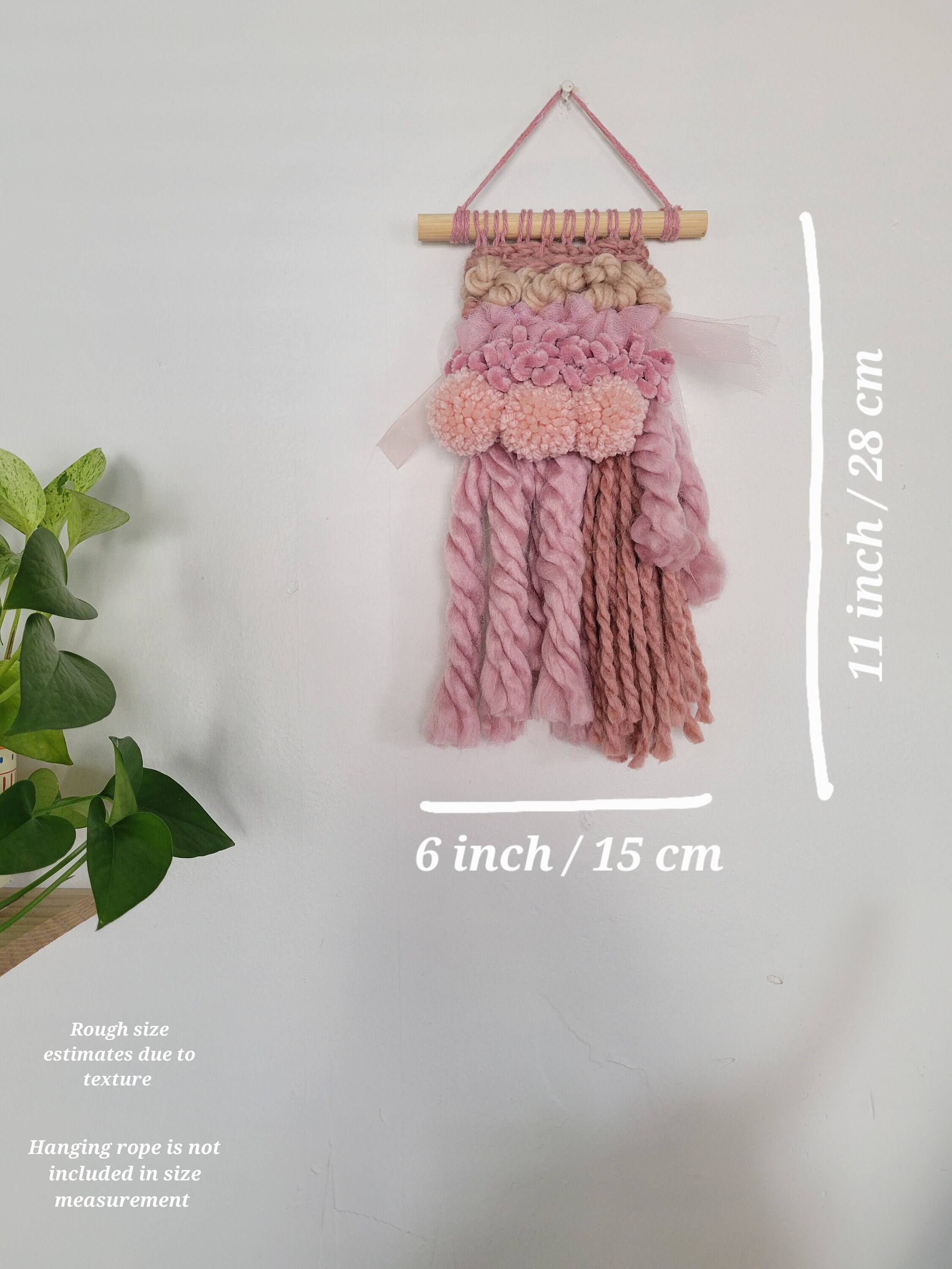 Wall Art Wall Hanging Small Weaving Textured Tapestry Monochrome ...