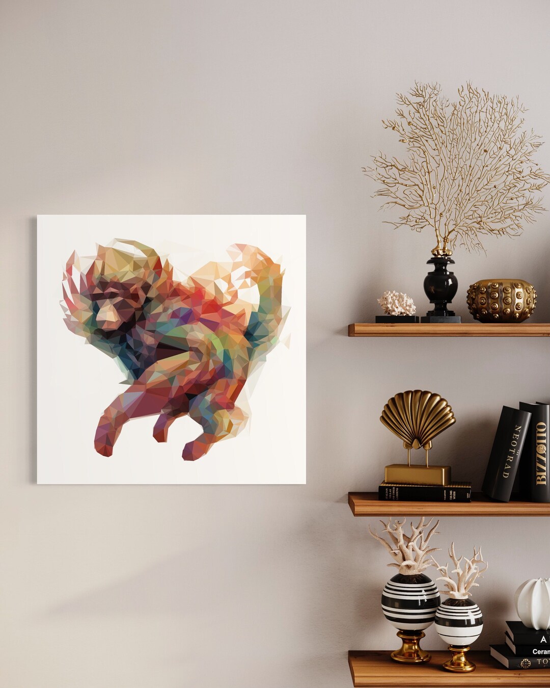Golden Geometric Monkey. Printable Home Decor, High Resolution Digital ...