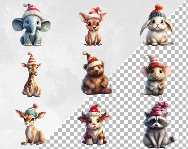 Cute Christmas Animals Clipart Bundle 56 PNG Images 32 PNG GIFT ...