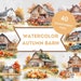 40 Autumn Farm Barn Clipart, Watercolor Clipart, Fall Season, Scrapbook ...