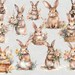 Bunnies & Flowers Watercolor Clipart Bundle - Graphics, Invitations ...