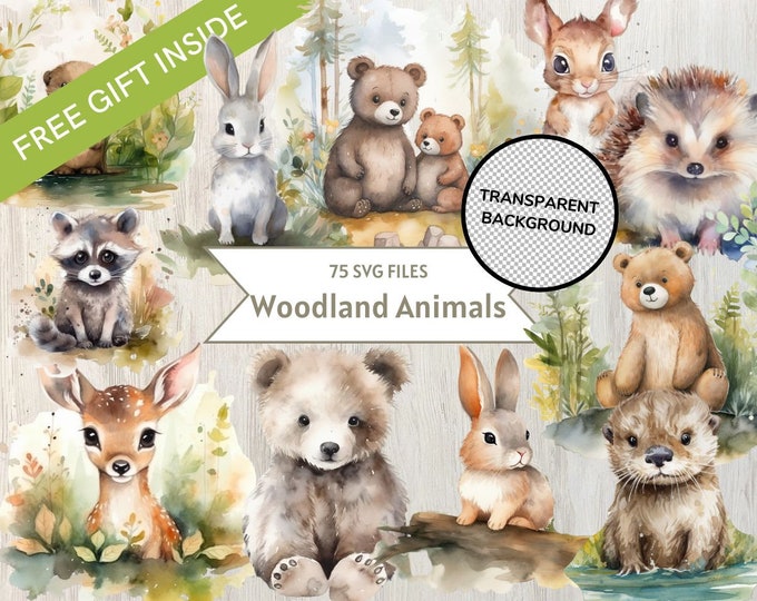 75 Woodland Animals Clipart BUNDLE, Watercolor, Commercial Use ...