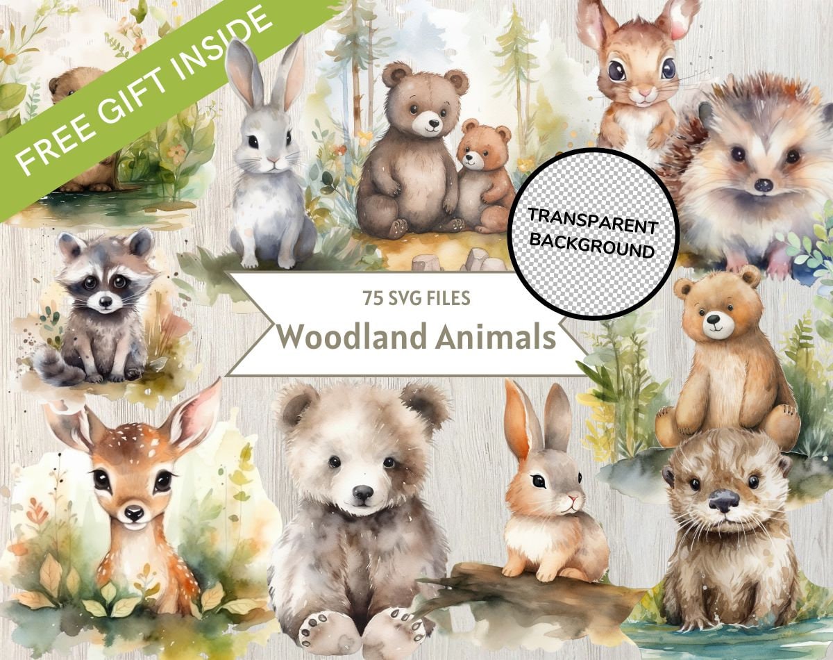 75 Woodland Animals Clipart BUNDLE, Watercolor, Commercial Use ...