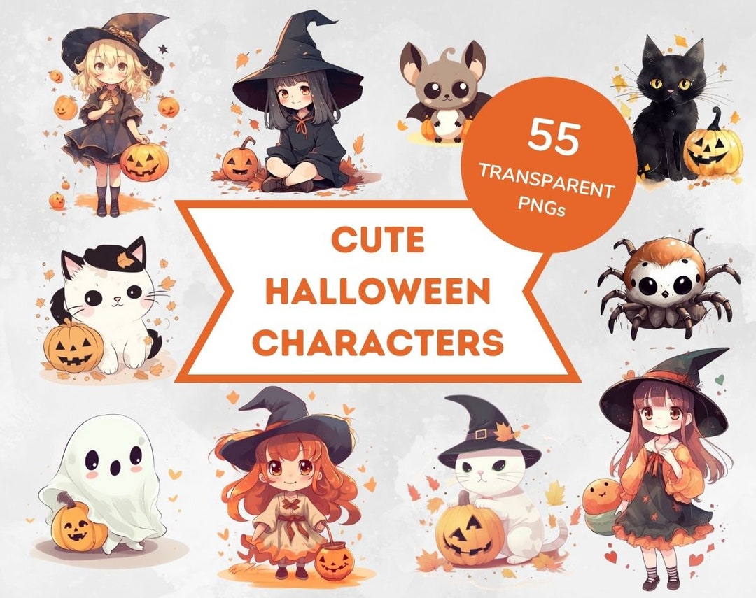 55 Cute Halloween Characters Clipart: Halloween Art for Crafts and ...