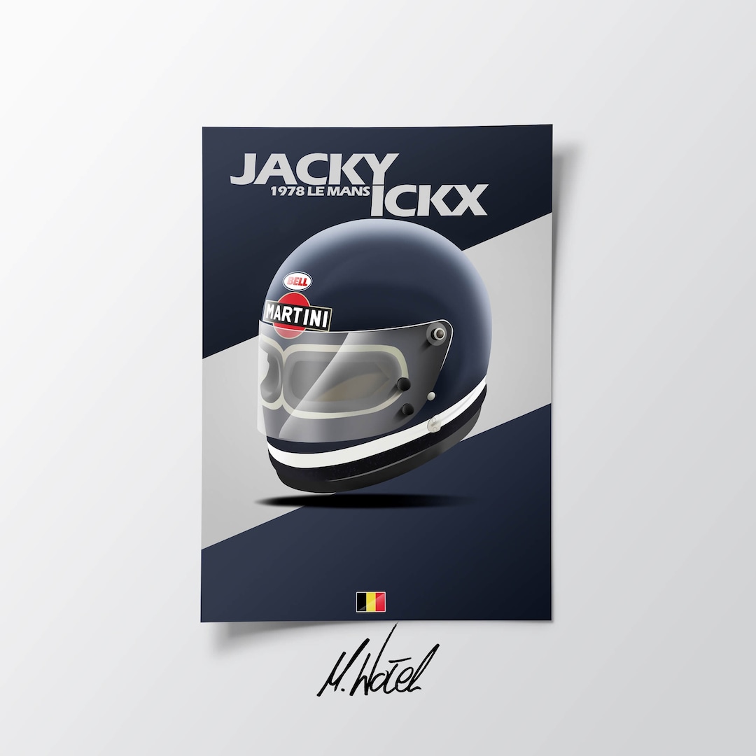 Poster / Poster Jacques Bernard jacky ICKX Helmet Mateusz Wołek - Etsy