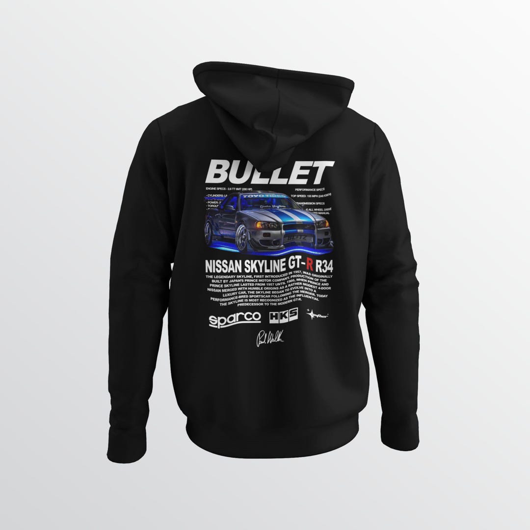 Bullet Brian O'conner Nissan Skyline R34 GTR Hoodie - Fast & Furious ...