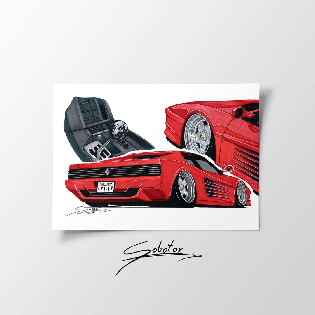 Poster - FERRARI TESTAROSSA - Sobotor Art - Etsy