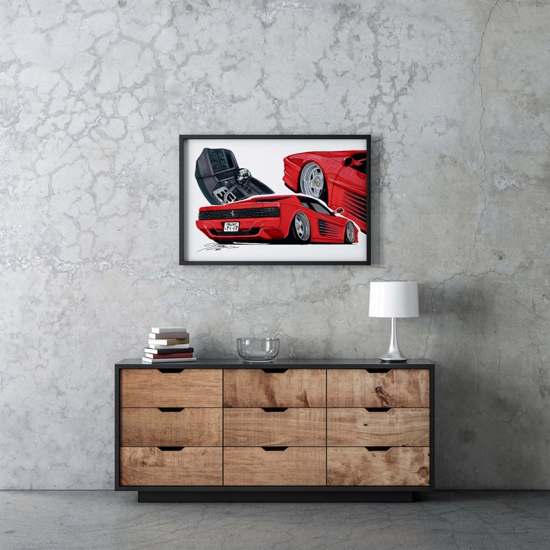 Poster - FERRARI TESTAROSSA - Sobotor Art - Etsy