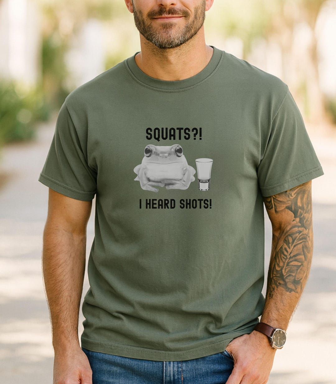 Frog Meme "squats?! I HEARD Shots!" T-shirt | Funny Fitness Tee - Etsy