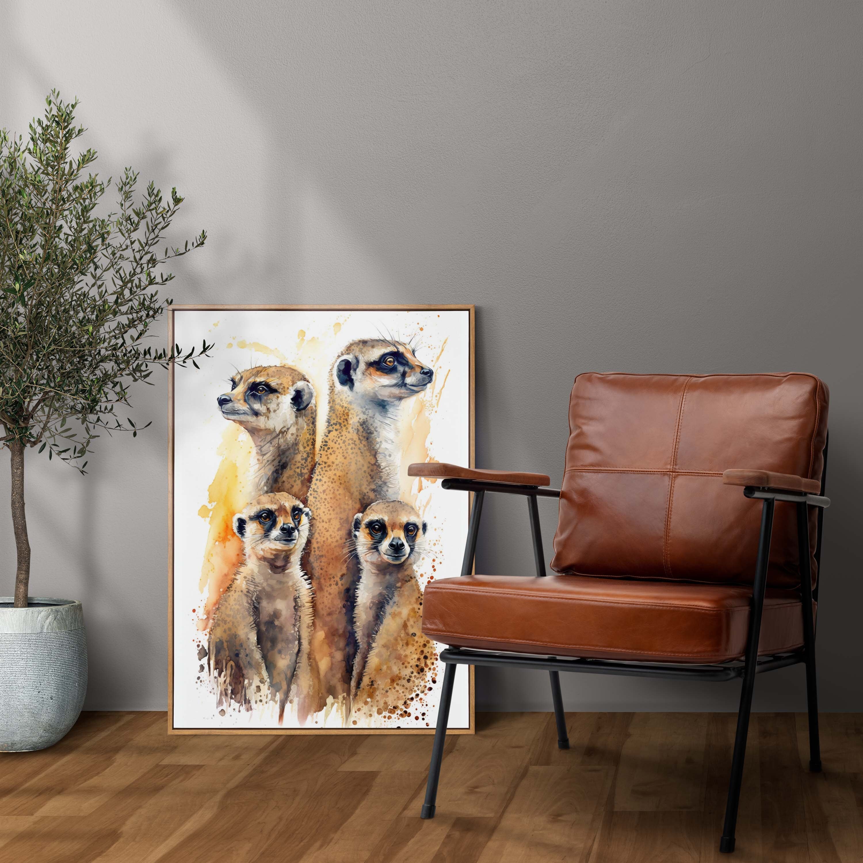 Watercolor African Meerkats Printable Wild Animal Creative Home Decor ...
