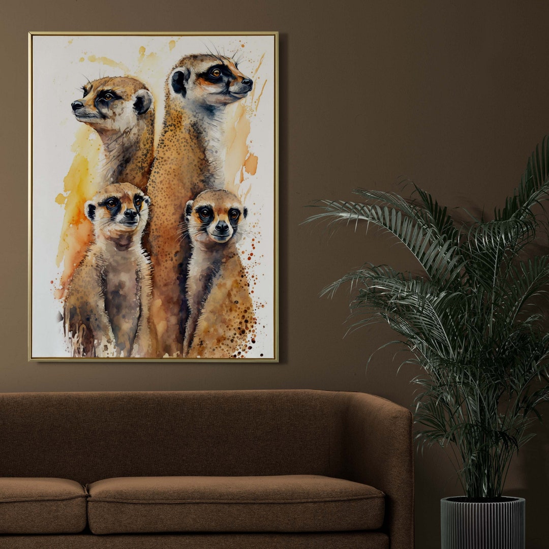 Watercolor African Meerkats Printable Wild Animal Creative Home Decor ...