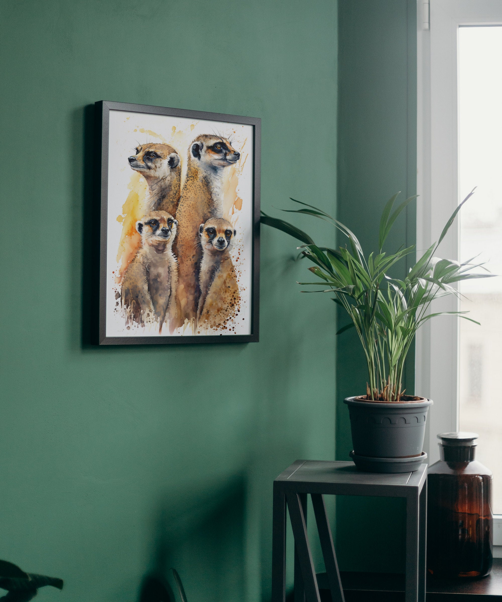 Watercolor African Meerkats Printable Wild Animal Creative Home Decor ...