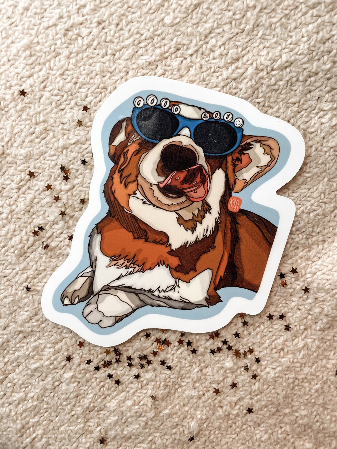 El dibujo de Corgi The Coolest Good Boii kase Original - Etsy México