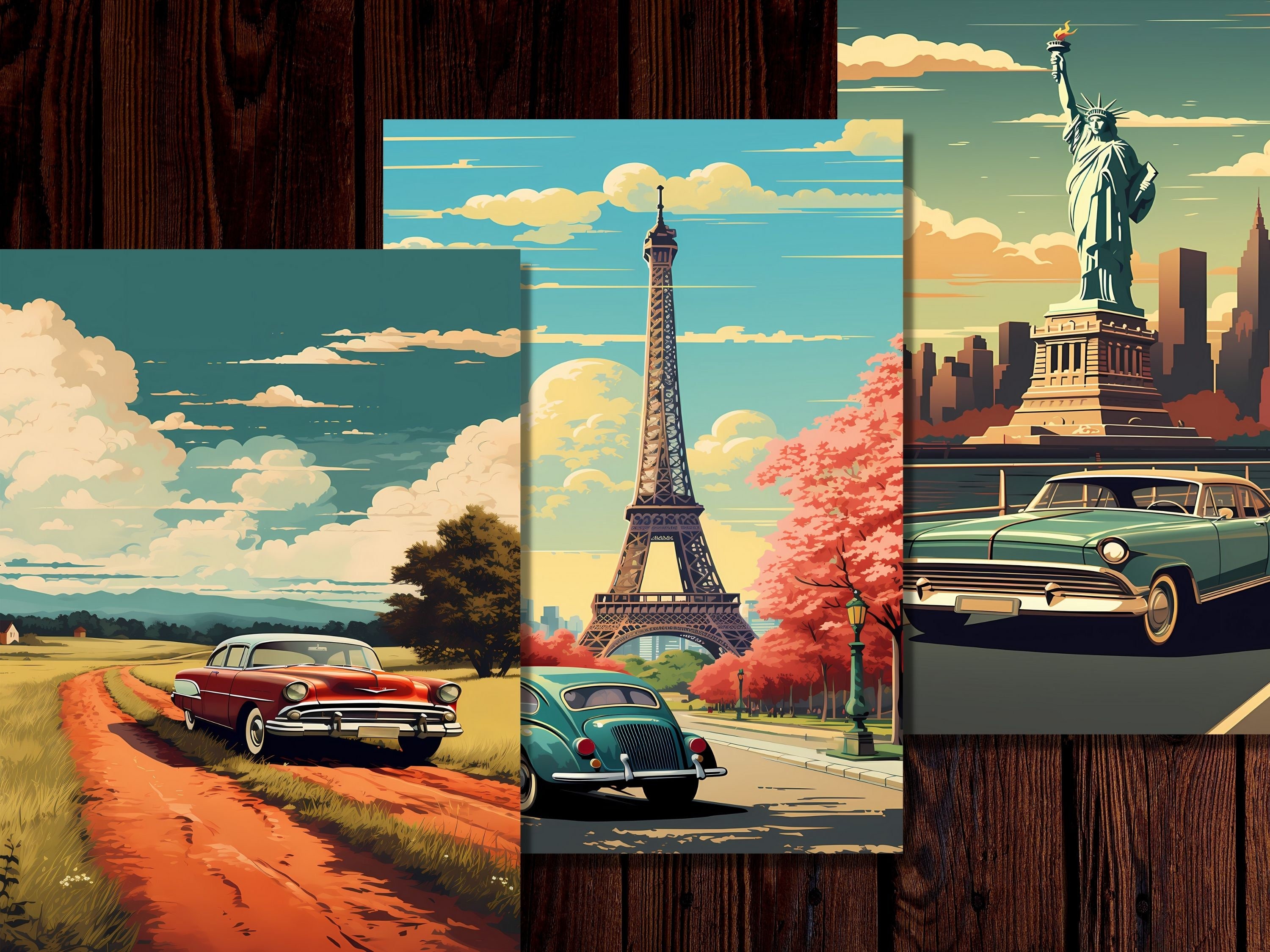 Vintage Cars Posters, Retro Car Postcards, Travel Wall Decoration ...