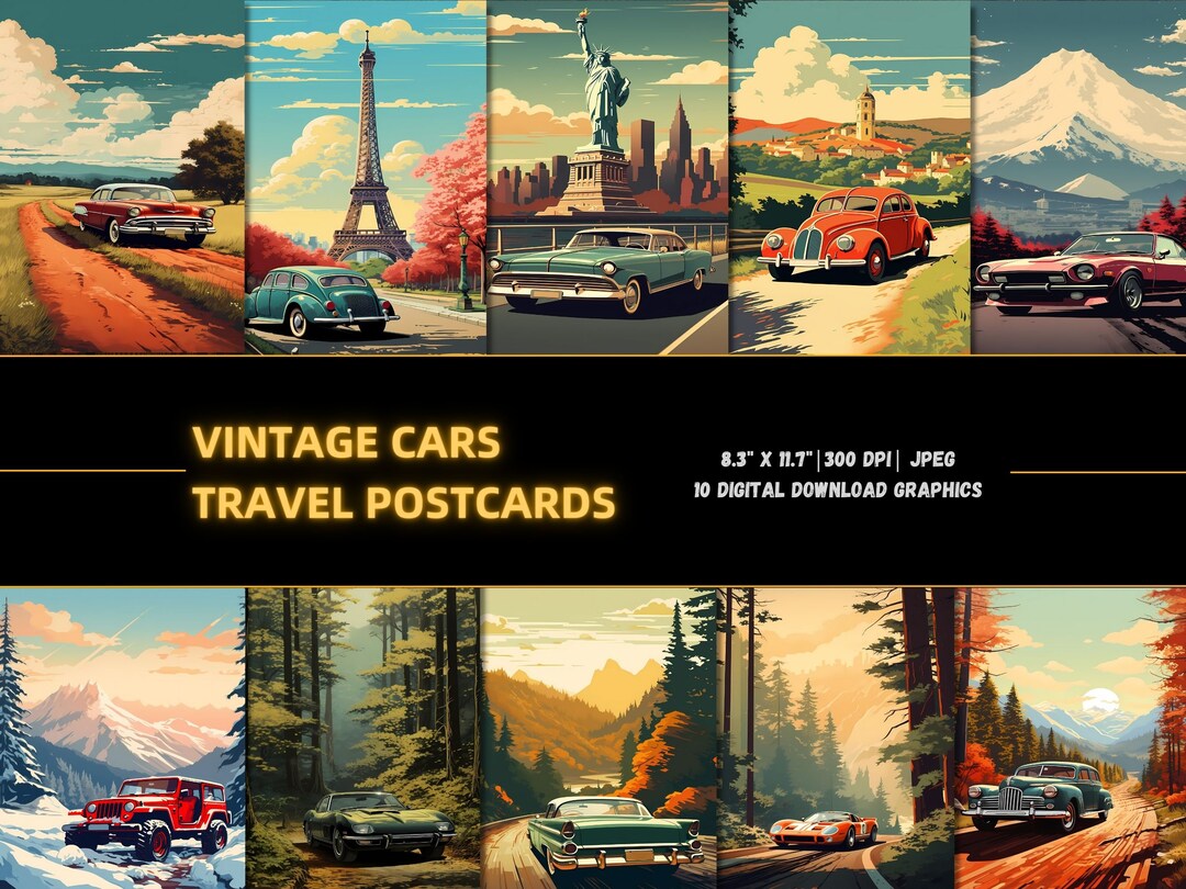 Vintage Cars Posters, Retro Car Postcards, Travel Wall Decoration ...