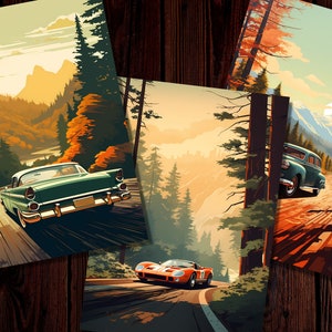 Vintage Cars Posters, Retro Car Postcards, Travel Wall Decoration ...