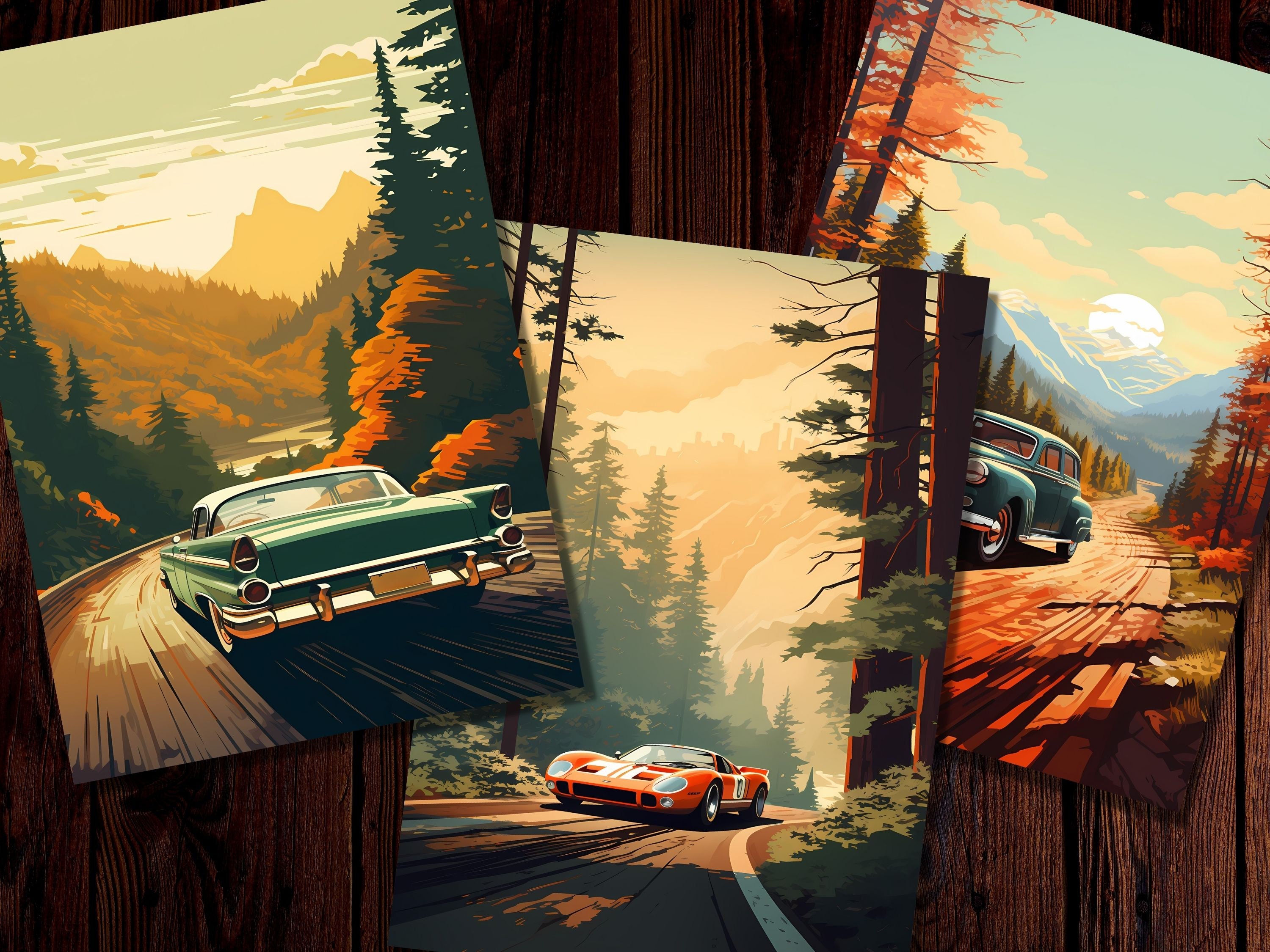 Vintage Cars Posters, Retro Car Postcards, Travel Wall Decoration ...