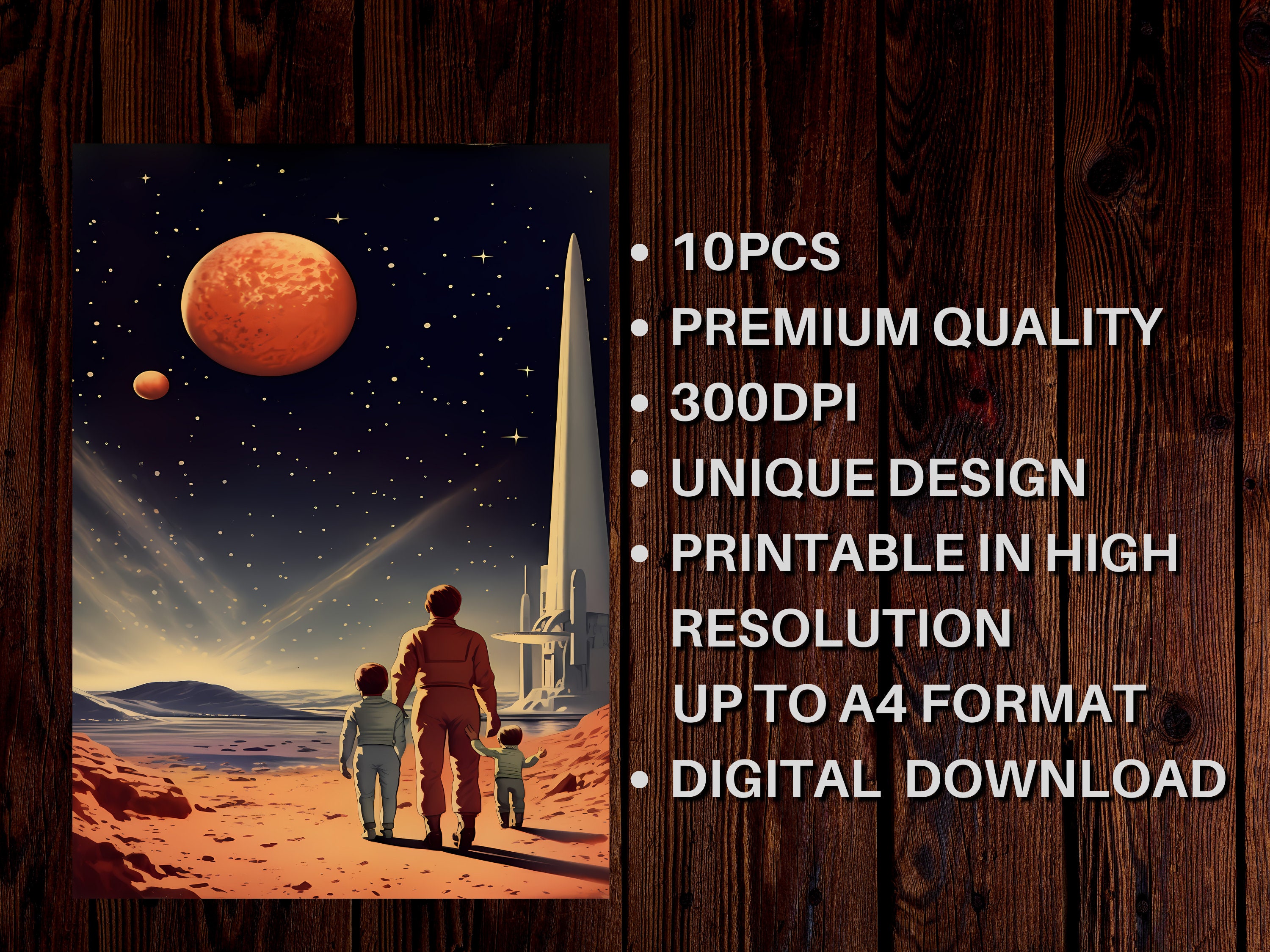 Vintage Space Posters Set, Retro Postcards Kit, Digital Download, Wall ...