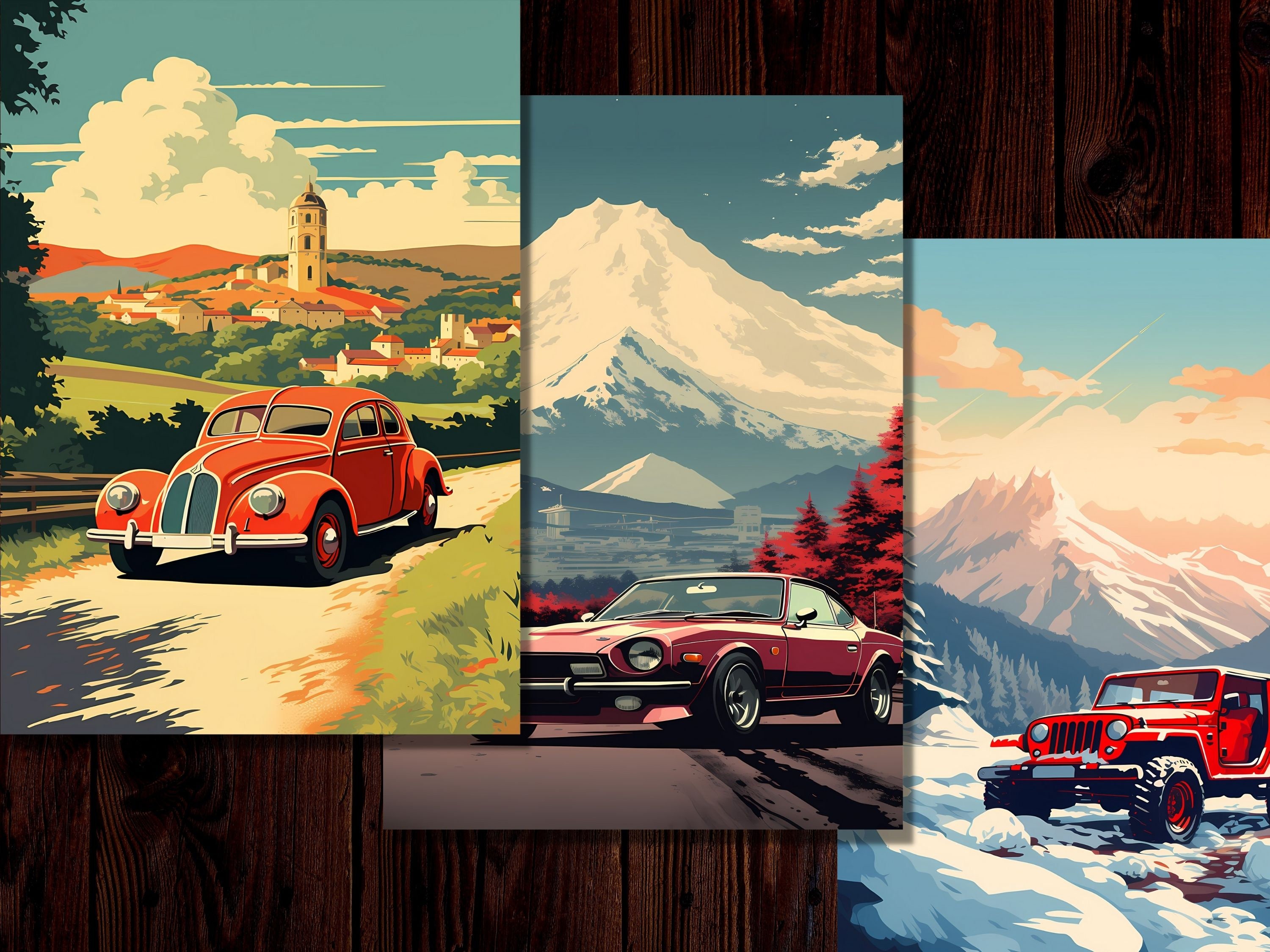 Vintage Cars Posters, Retro Car Postcards, Travel Wall Decoration ...