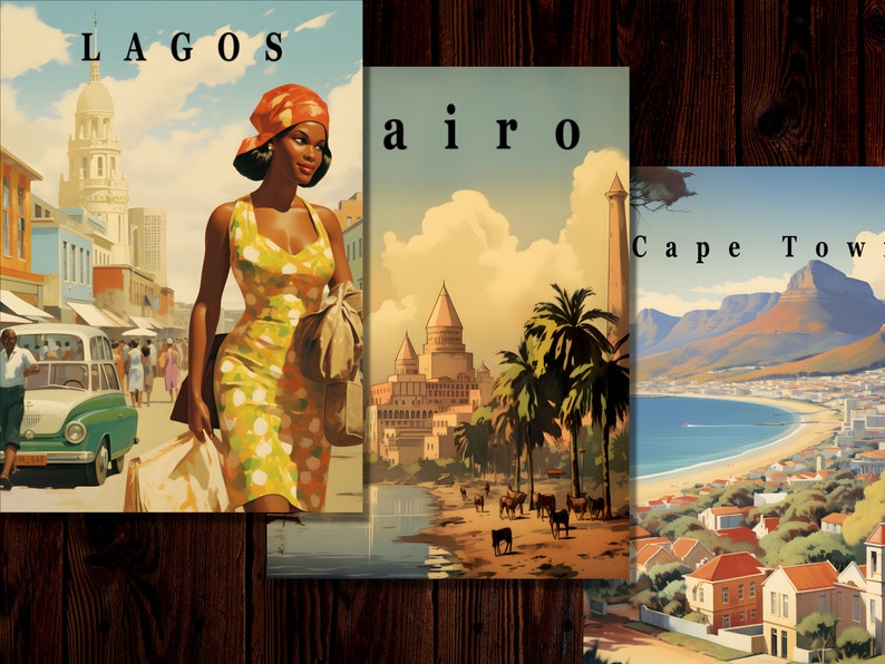 Vintage Africa Postcards, Retro Travel Posters, Home Decorations ...